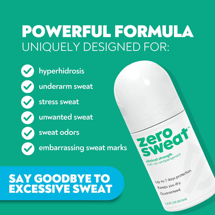 Hyperhidrosis Antiperspirant Roll-On For Sweaty Armpits - ZeroSweat